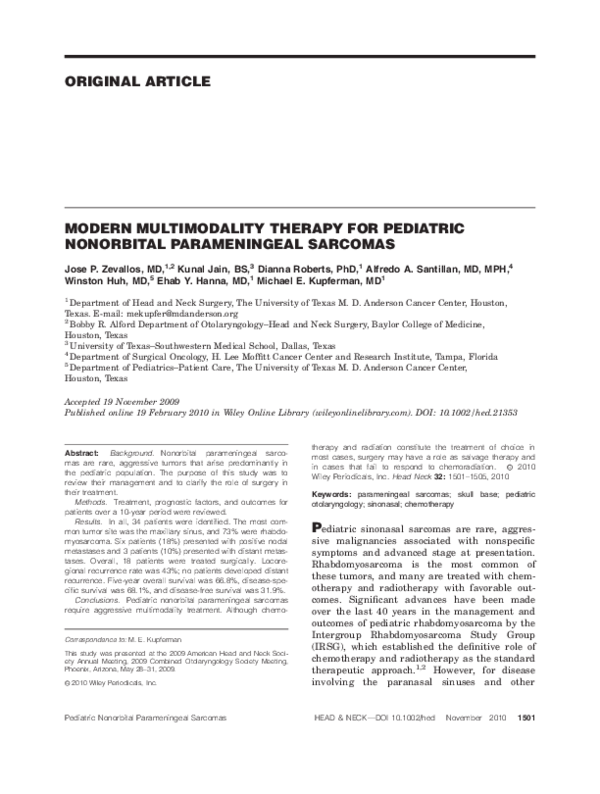 (PDF) Modern multimodality therapy for pediatric nonorbital ...