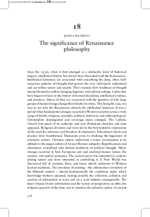 (PDF) The significance of Renaissance philosophy