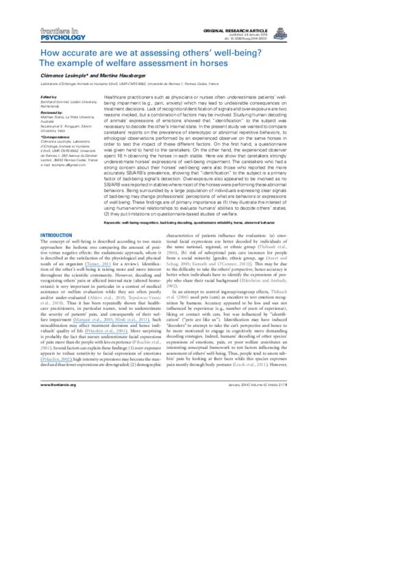 (PDF) How accurate are we at assessing others’ well-being? The example ...