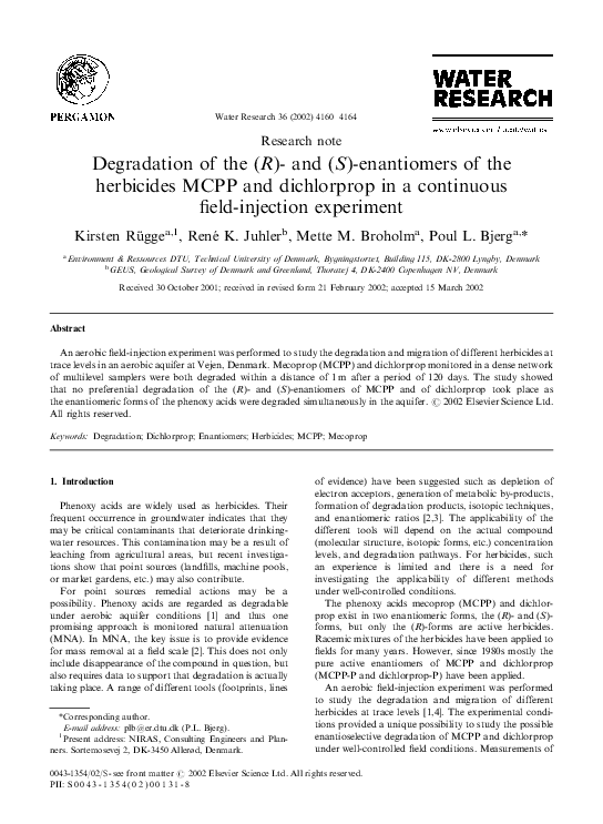 (PDF) Degradation of the (R)- and (S)-enantiomers of the herbicides ...