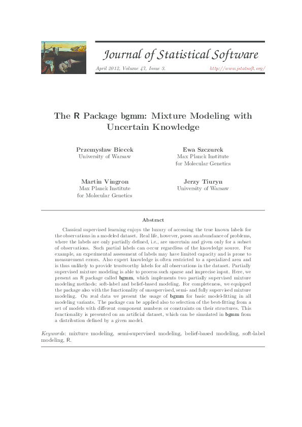 (PDF) The R package bgmm: mixture modeling with uncertain knowledge