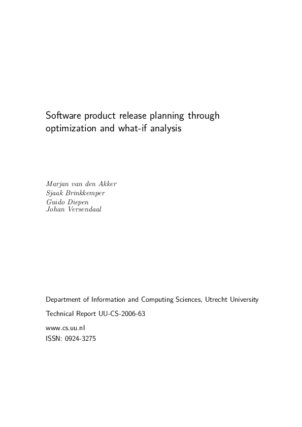 (PDF) Software product release planning through optimization and what ...