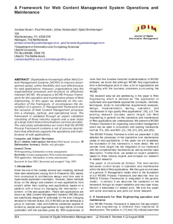 (PDF) A framework for web content management system operations and ...