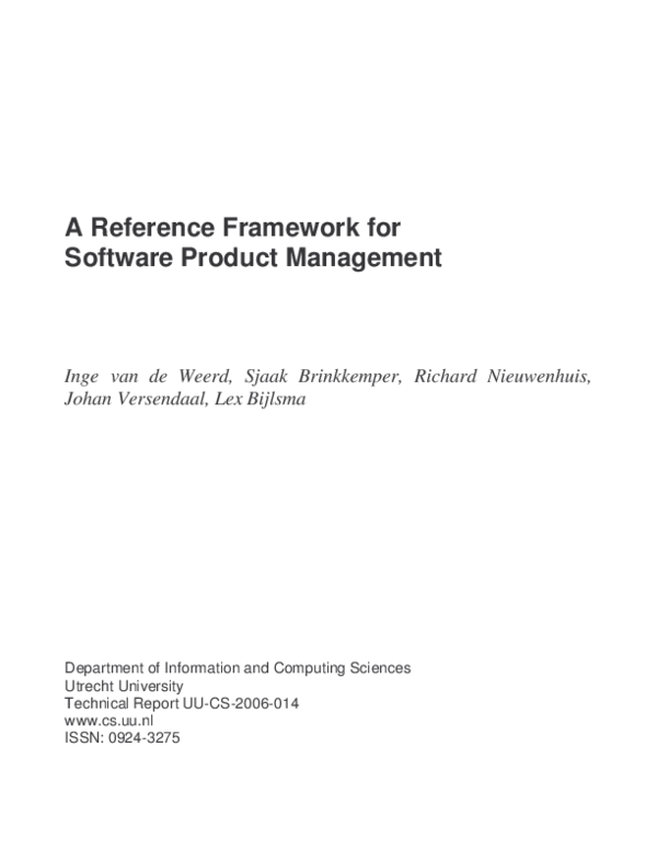 (PDF) A reference framework for software product management