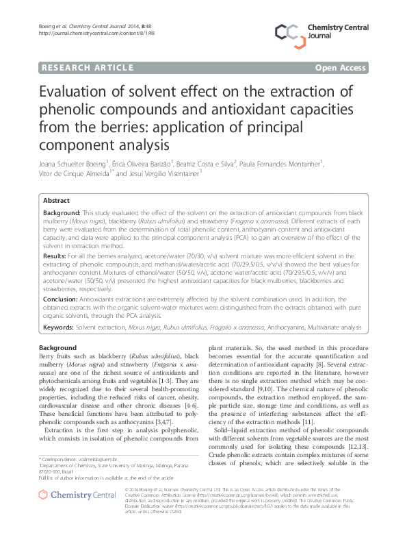 (PDF) Evaluation of solvent effect on the extraction of phenolic compounds and antioxidant ...