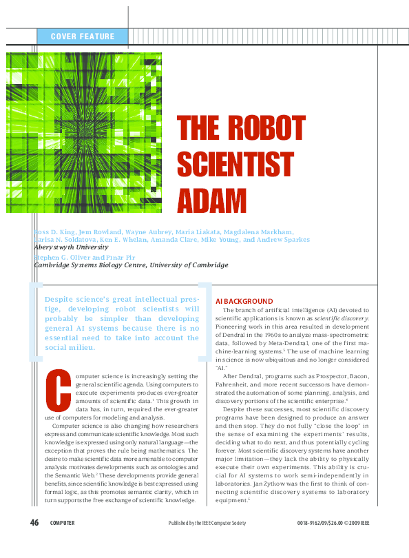 (PDF) The Robot Scientist Adam