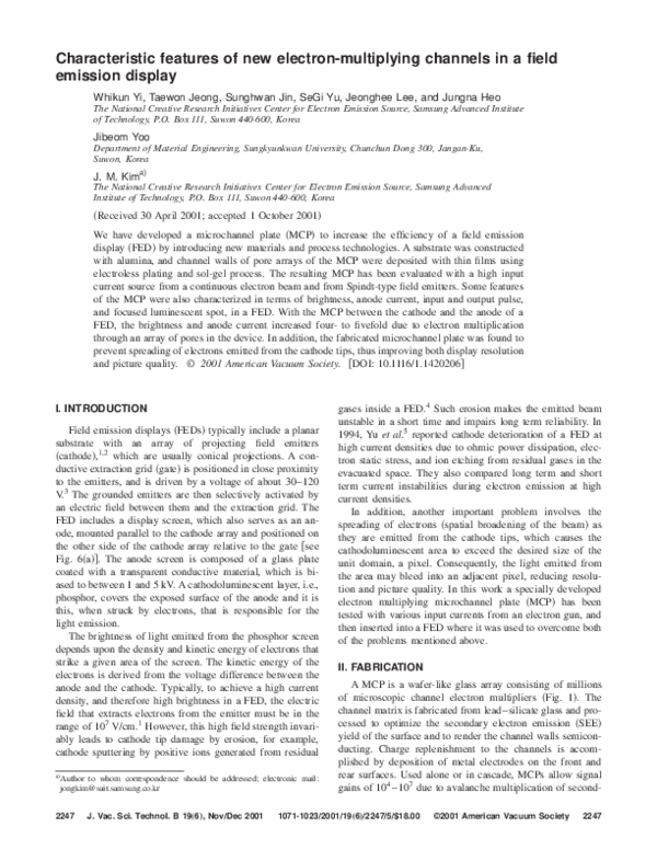 (PDF) Characteristic features of new electron-multiplying channels in a ...
