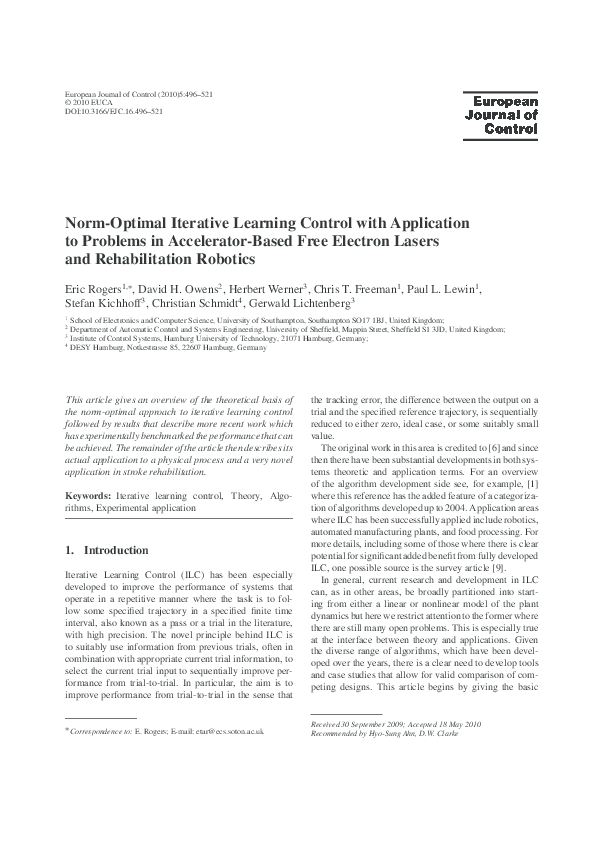 Pdf Norm Optimal Iterative Learning Control With Auxiliary Optimization An Inverse Model Approach