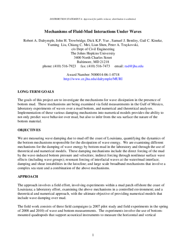(PDF) Mechanisms of Fluid-Mud Interactions Under Waves | Yuming Liu - Academia.edu
