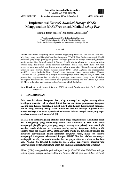 Pdf Implementasi Network Attached Storage Nas Menggunakan Nas4free Untuk Media Backup File