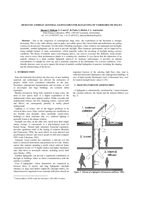(PDF) Design of anidolic zenithal lightguides for daylighting of ...