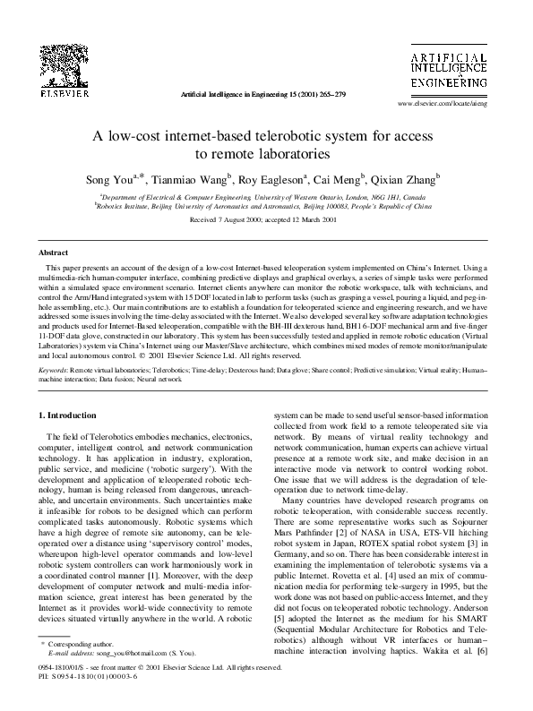(PDF) A low-cost internet-based telerobotic system for access to remote laboratories