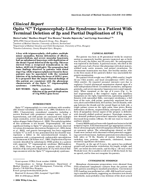 (PDF) Autosomal dominant “Opitz” GBBB syndrome due to a 22q11. 2 ...
