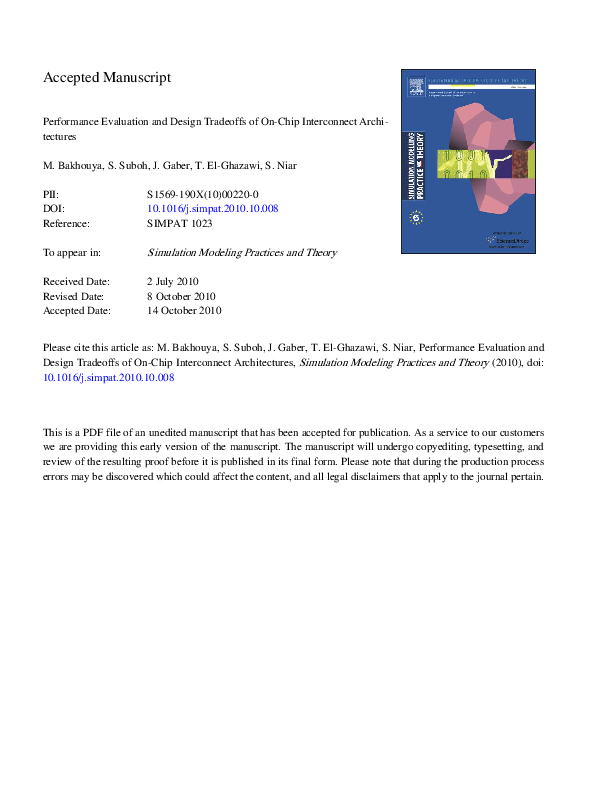 Pdf Performance Evaluation And Design Tradeoffs Of On Chip