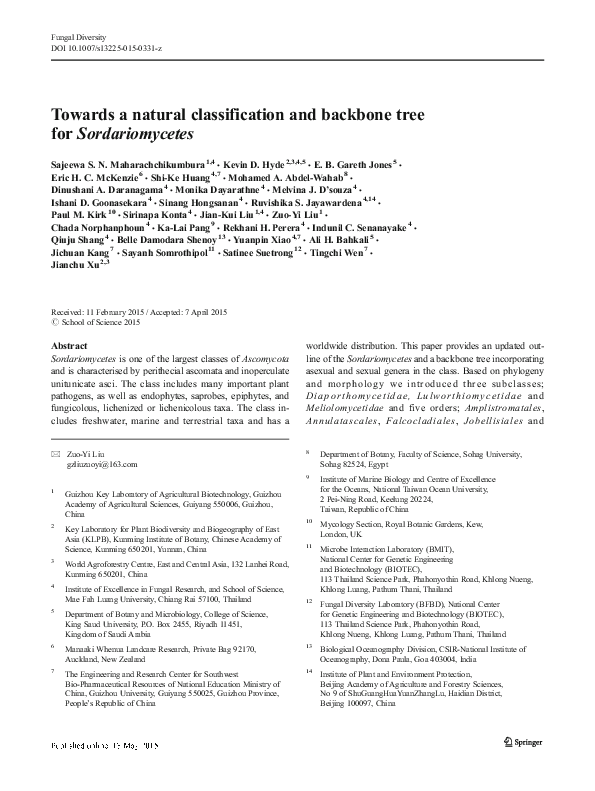 (PDF) Towards a natural classification and backbone tree for ...