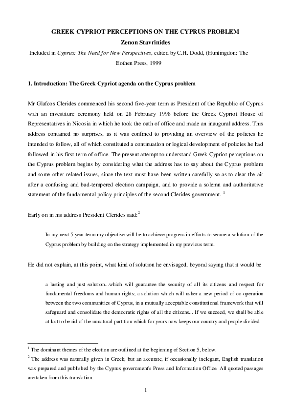 (PDF) Greek Cypriot perceptions of the Cyptrus problem