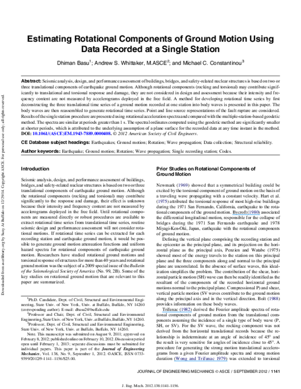 (PDF) Estimating Rotational Components of Ground Motion Using Data ...