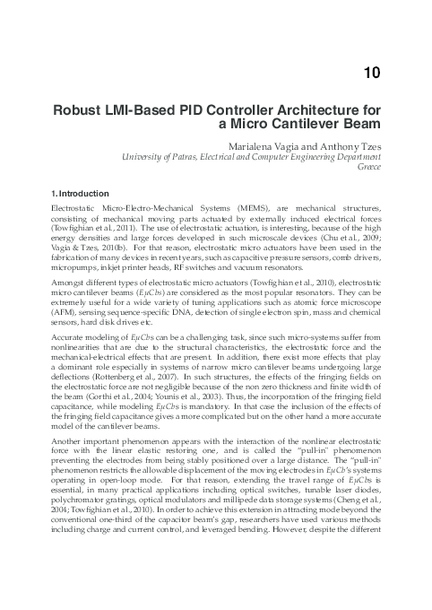Pdf Robust Lmi Based Pid Controller Architecture For A Micro
