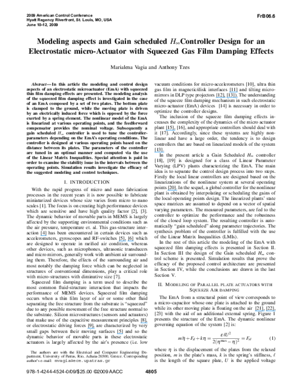 (PDF) Modeling aspects and gain scheduled H∞ controller design for an ...