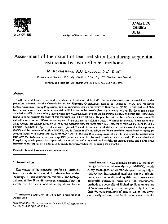 (PDF) Assessment of the extent of lead redistribution during sequential ...