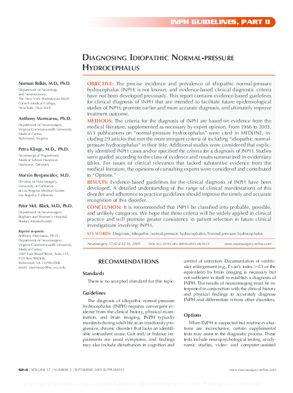 (PDF) Diagnosing Idiopathic Normal-pressure Hydrocephalus