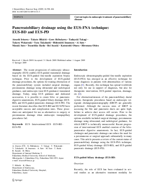(PDF) Pancreatobiliary drainage using the EUS-FNA technique: EUS-BD and ...