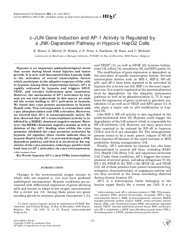 (PDF) c-JUN Gene Induction and AP-1 Activity Is Regulated by a JNK ...