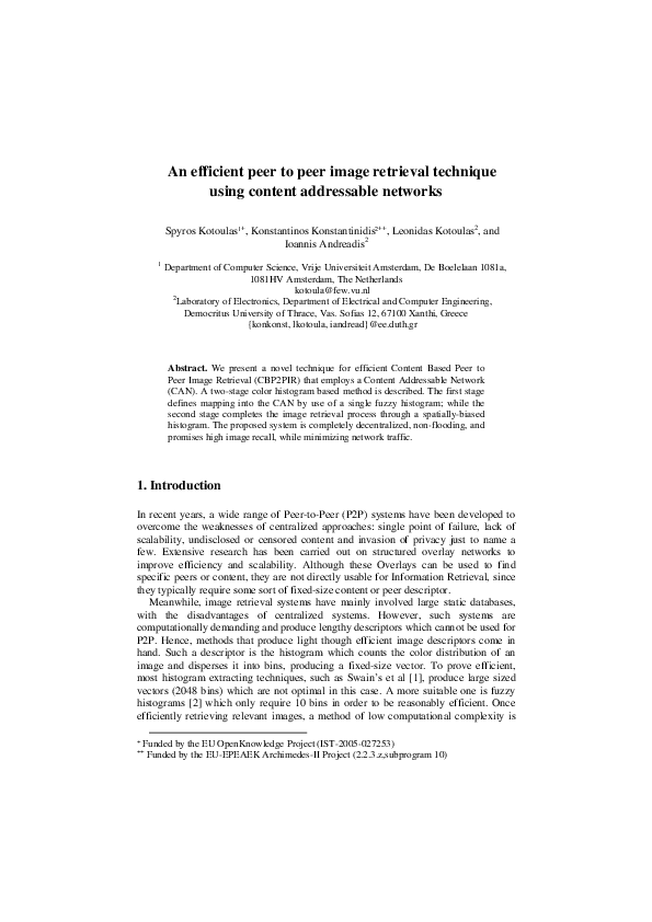 Pdf An Efficient Peer To Peer Image Retrieval Technique Using Content