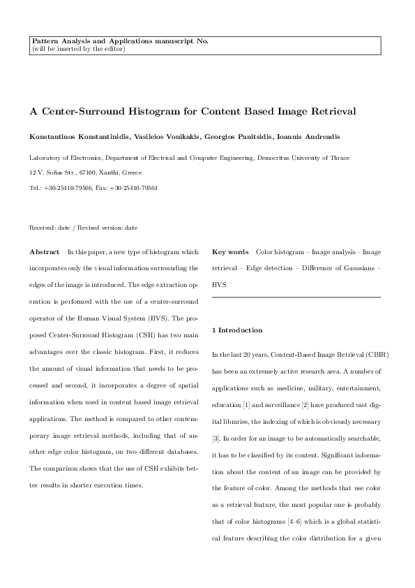 (PDF) A Center-Surround Histogram for content-based image retrieval