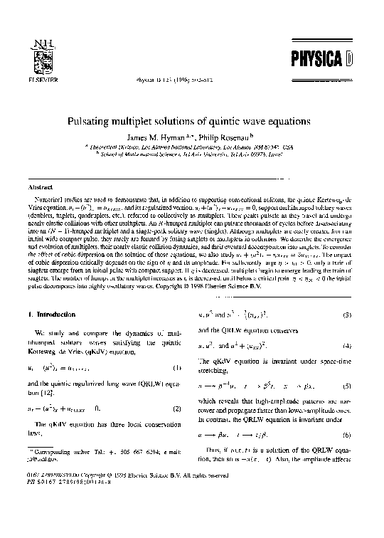 (PDF) Pulsating multiplet solutions of quintic wave equations