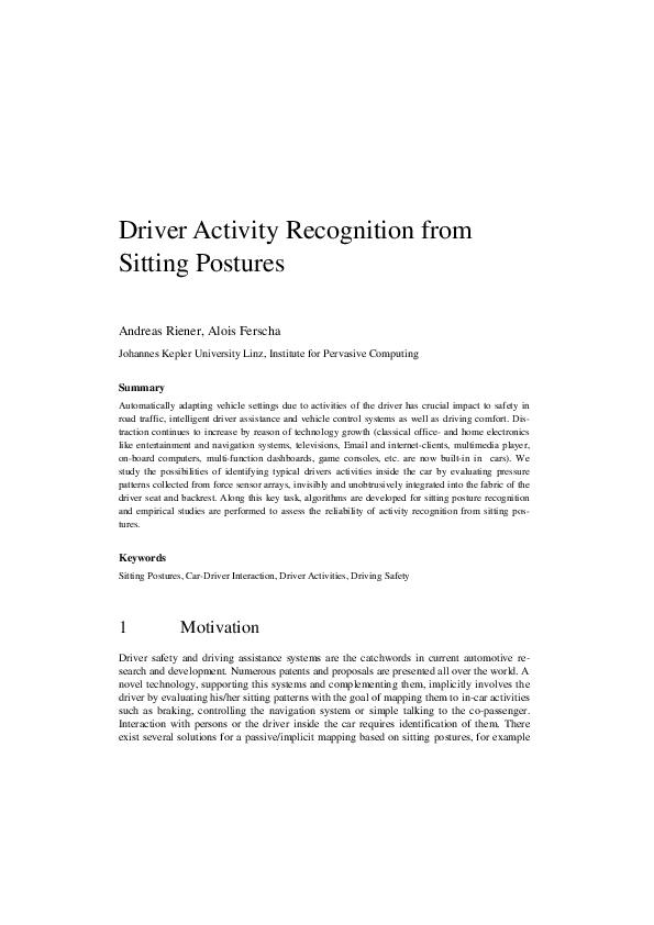 (PDF) Driver activity recognition from sitting postures