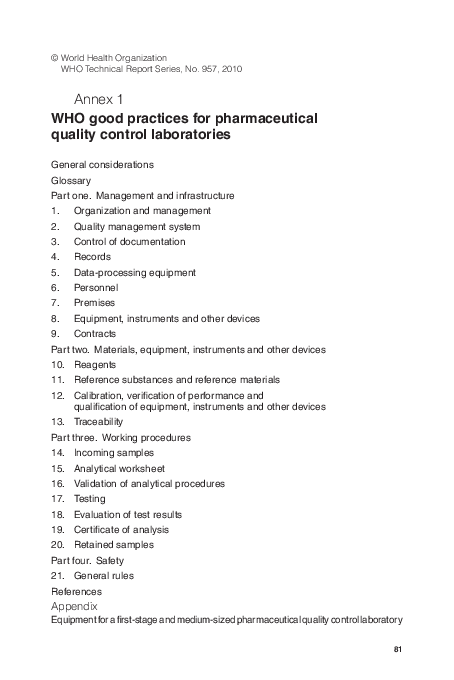 (PDF) Annex 1 WHO good practices for pharmaceutical quality control laboratories