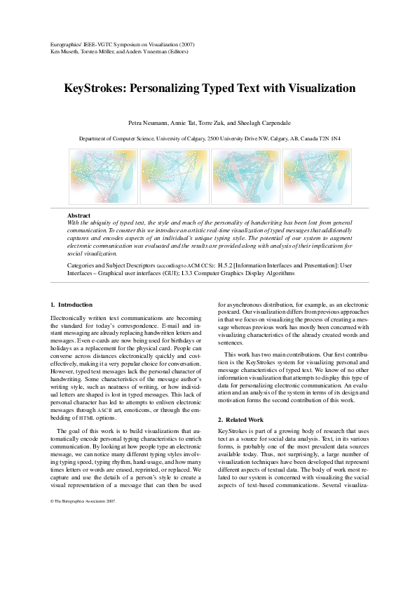 (PDF) KeyStrokes: Personalizing typed text with visualization