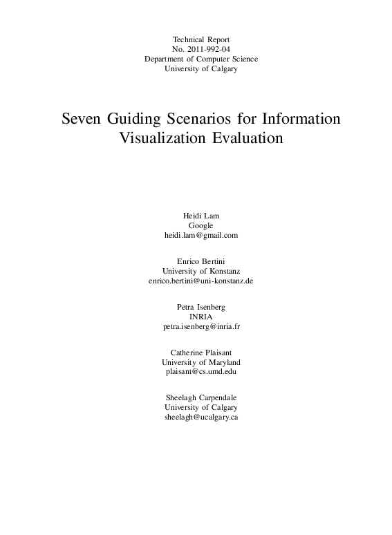(PDF) Seven guiding scenarios for information visualization evaluation