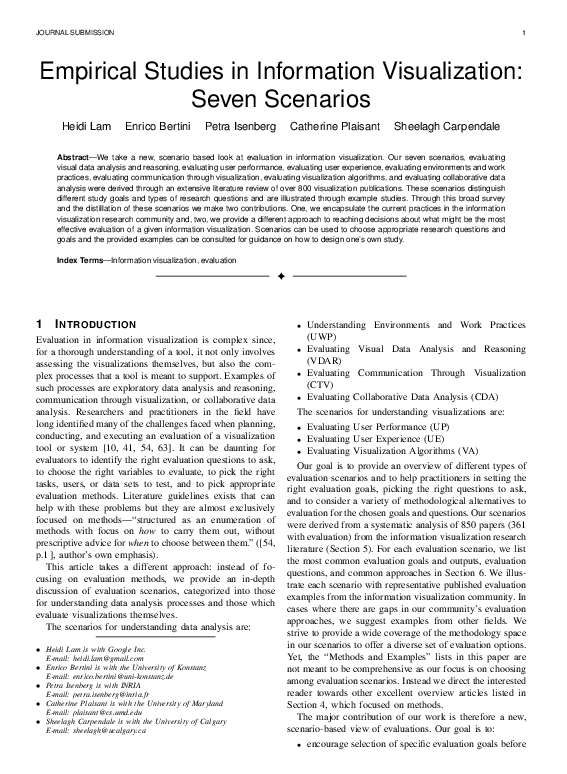 (PDF) Empirical studies in information visualization: Seven scenarios