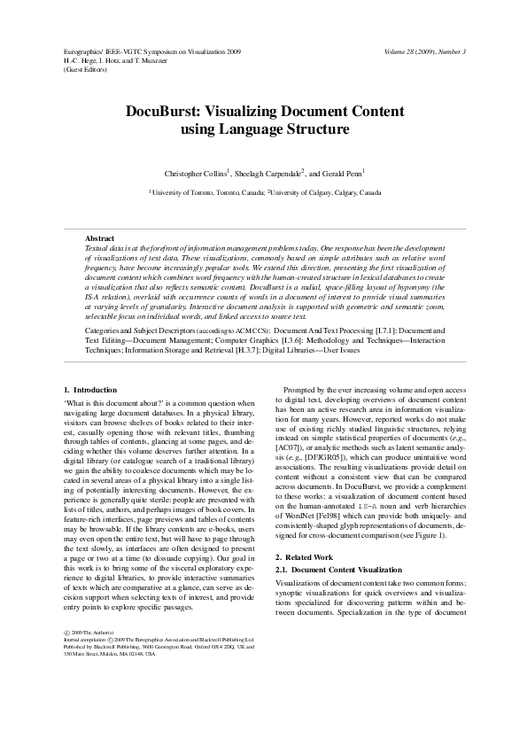 (PDF) Docuburst: Visualizing document content using language structure