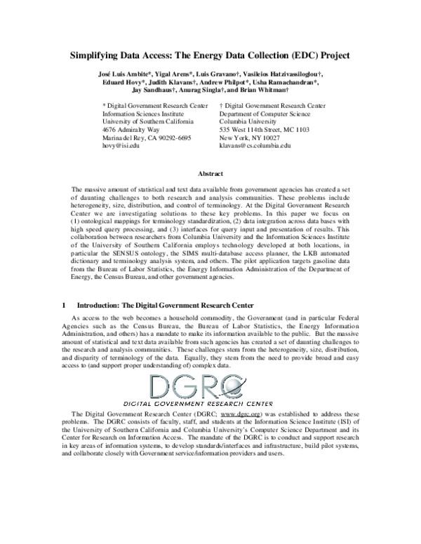 (PDF) Simplifying data access: the energy data collection (EDC) project (PDF) Simplifying data access: the energy data collection (EDC) project