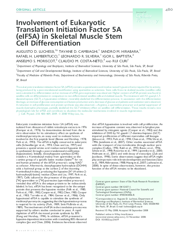 (PDF) Involvement of eukaryotic translation initiation factor 5A (eIF5A ...