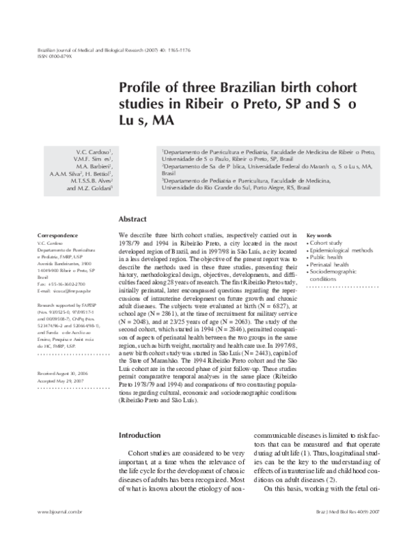 (PDF) Profile of three Brazilian birth cohort studies in Ribeirão Preto ...