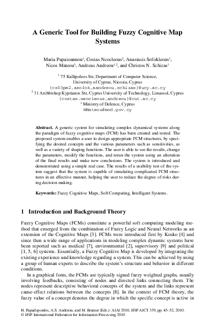 (PDF) A Generic Tool for Building Fuzzy Cognitive Map Systems