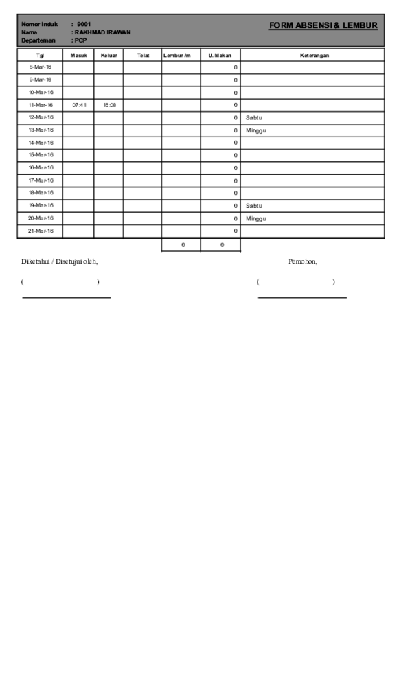 (PDF) FORM ABSENSI & LEMBUR