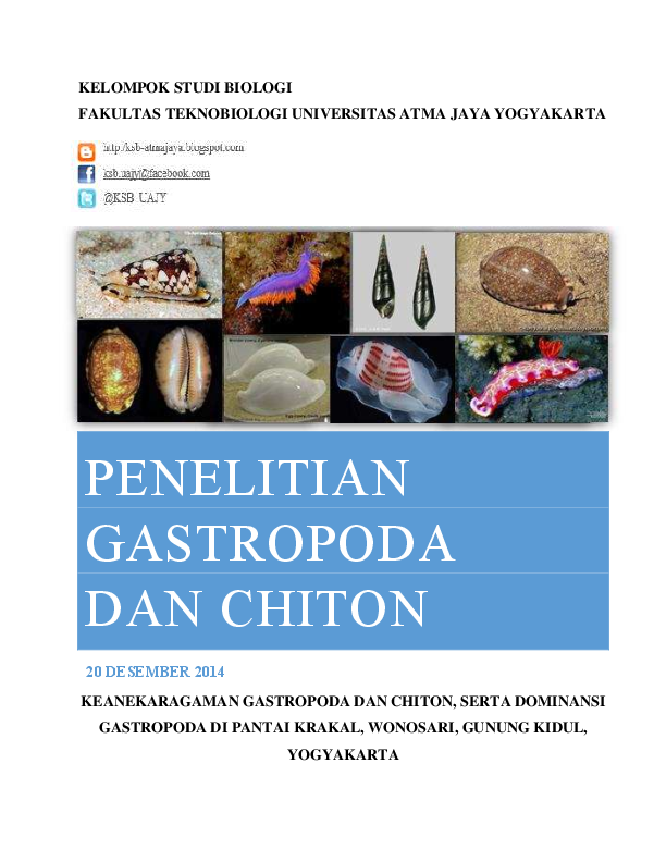 KEANEKARAGAMAN GASTROPODA DAN CHITON, SERTA DOMINANSI GASTROPODA DI PANTAI KRAKAL, WONOSARI ...