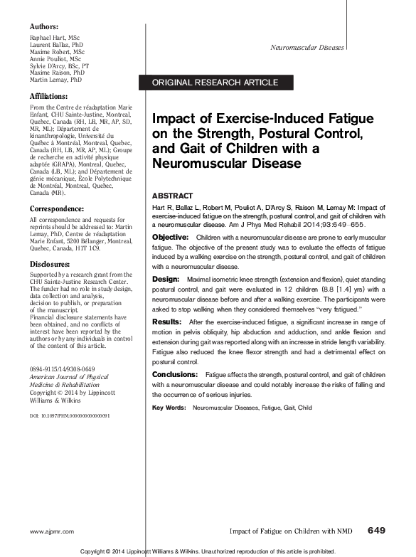 (PDF) Impact of Exercise-Induced Fatigue on the Strength, Postural ...