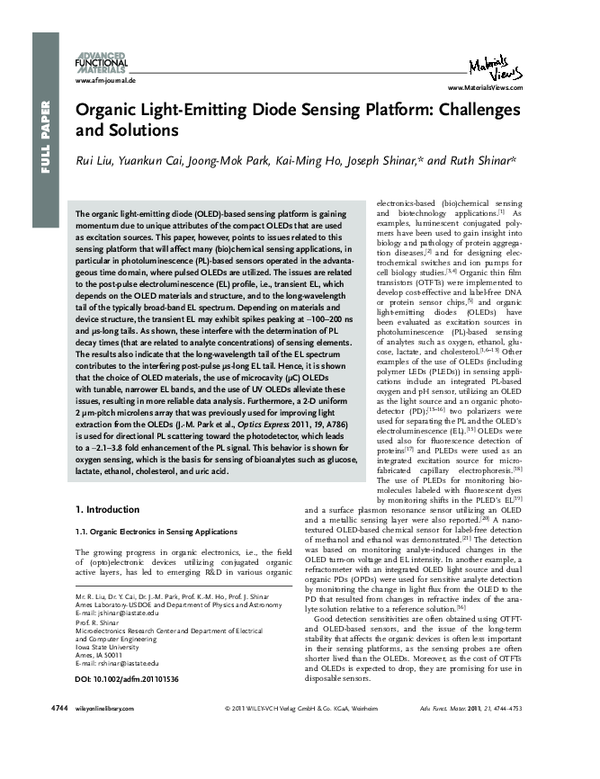 (PDF) Organic Light-Emitting Diode Sensing Platform: Challenges and Solutions