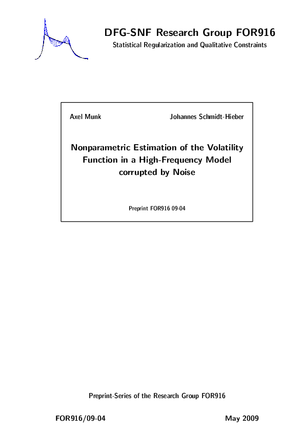 Pdf Nonparametric Estimation Of The Volatility Function In A High