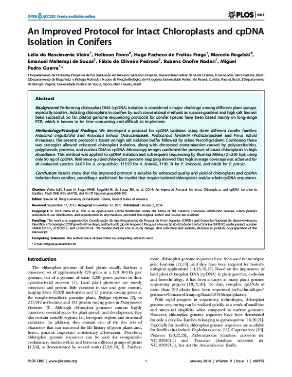 (PDF) An Improved Protocol for Intact Chloroplasts and cpDNA Isolation ...