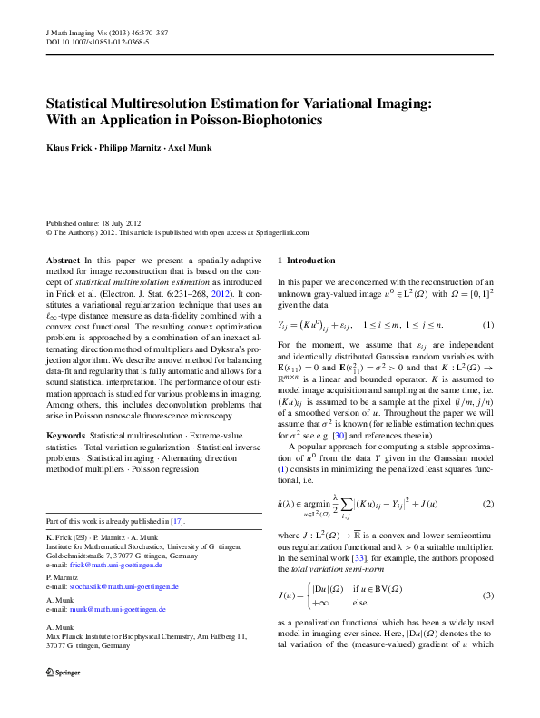 (PDF) Statistical Multiresolution Estimation for Variational Imaging ...