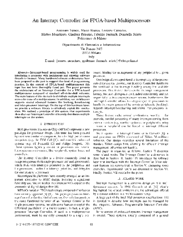 (PDF) An Interrupt Controller for FPGA-based Multiprocessors