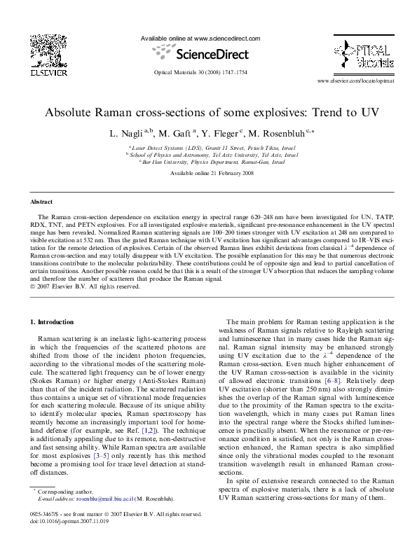 (PDF) Absolute Raman cross-sections of some explosives: Trend to UV