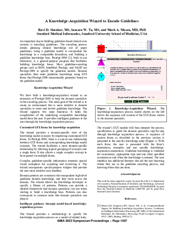 (PDF) A knowledge-acquisition wizard to encode guidelines | Ravi ...